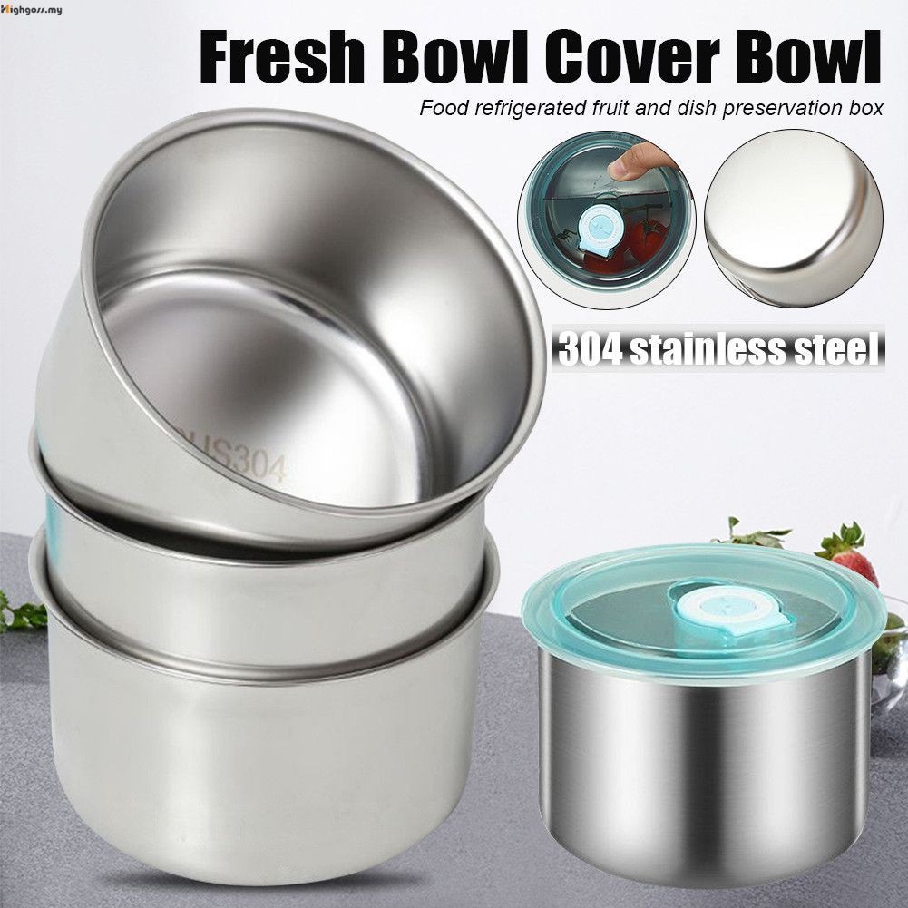Stainless Steel Preservation Box Round Bento Box with Lid Food ...