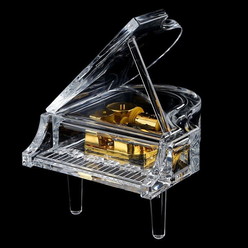 Crystal Transparent Triangle Piano Music Box Girl Birthday Couple ...