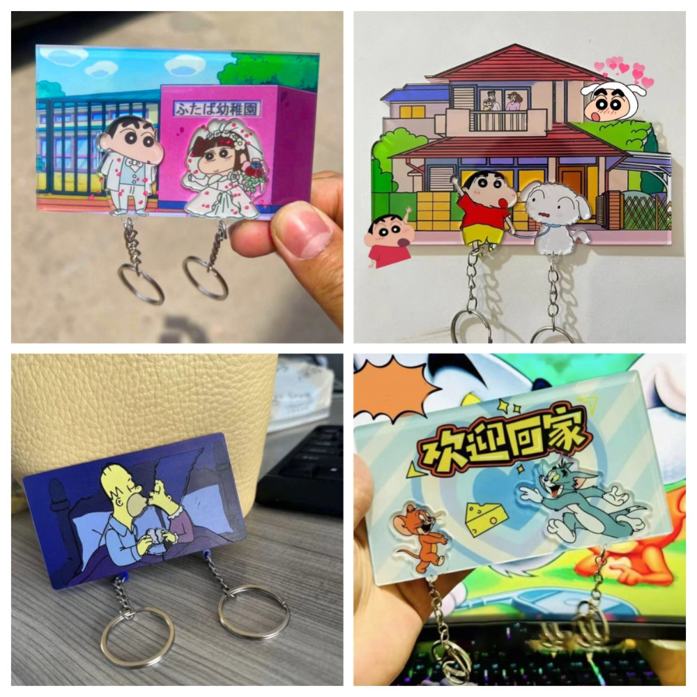 Creative Simpson Keychain Tom and Jerry Refrigerator Sticker Cute ...