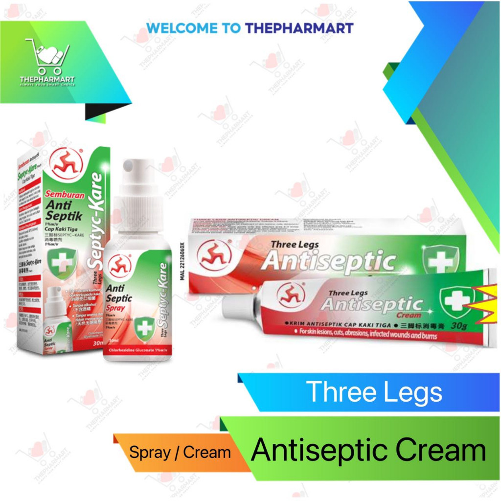 Three Legs Septyc-Kare Antiseptic Antibacterial Spray Cap Kaki Tiga ...