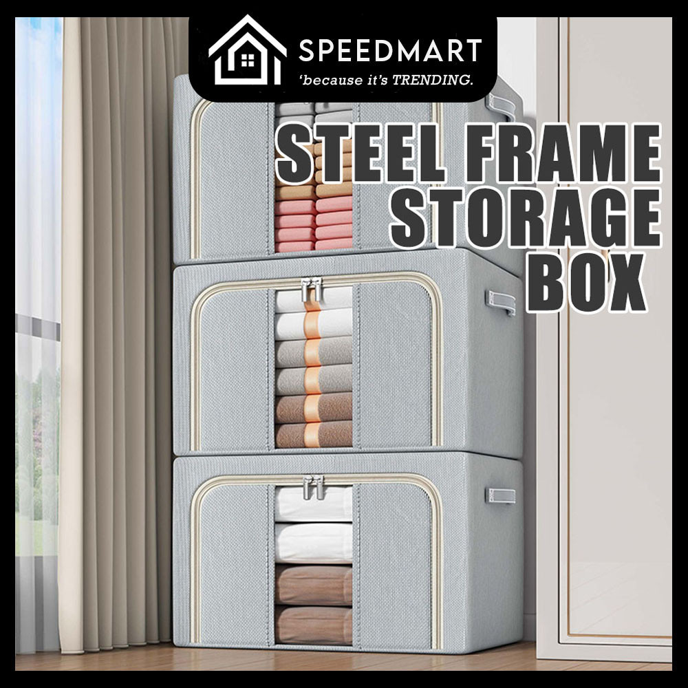 SM Steel Frame Storage Box Clothing Folding Storage Box Cabinet Moving ...