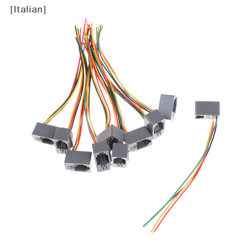 Italian 10Pcs 616E 4P4C RJ9 Female Telephone Connector Adapter with 4 ...