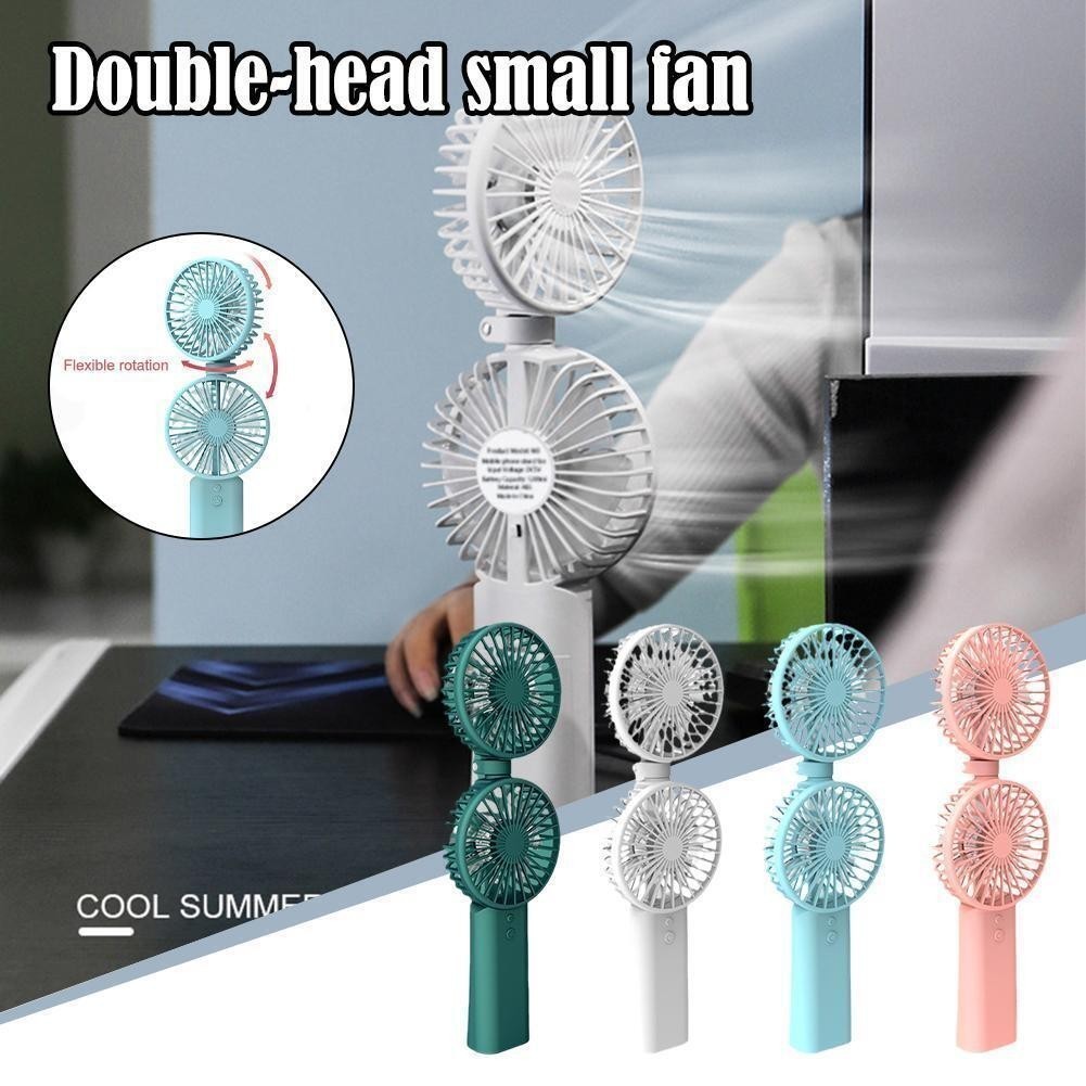 USB Handheld Double Fan Portable Rechargeable Mini Electric Fan Home ...