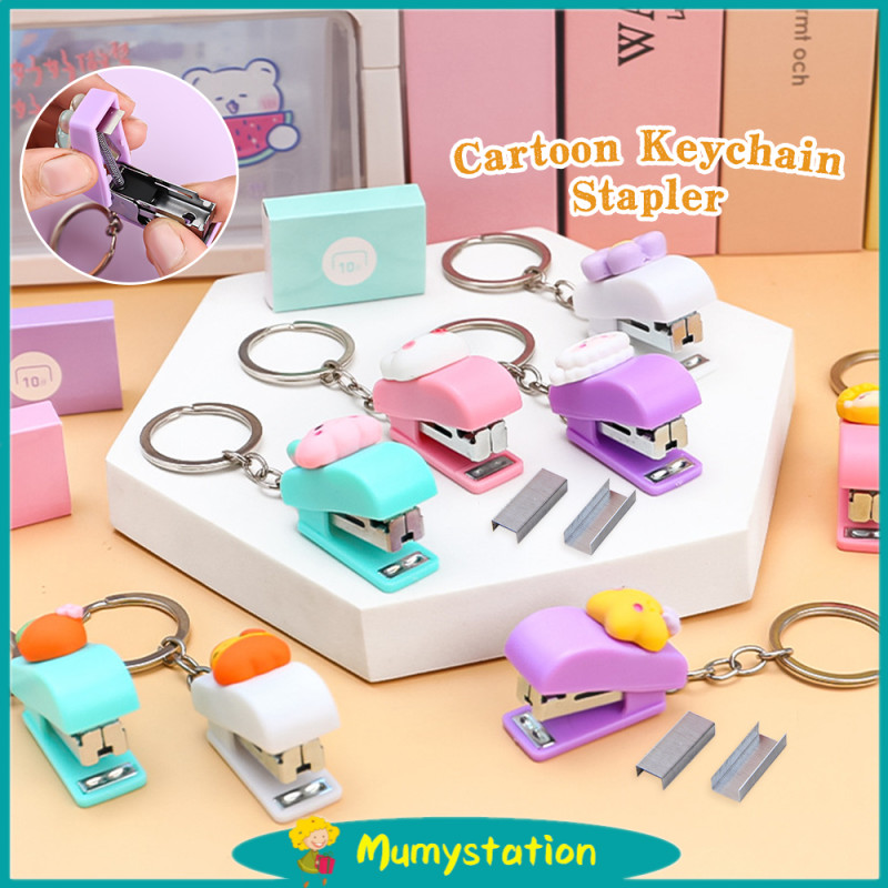 Mumystation Cute Cartoon Keychain Stapler Portable Paper Binder Mini ...