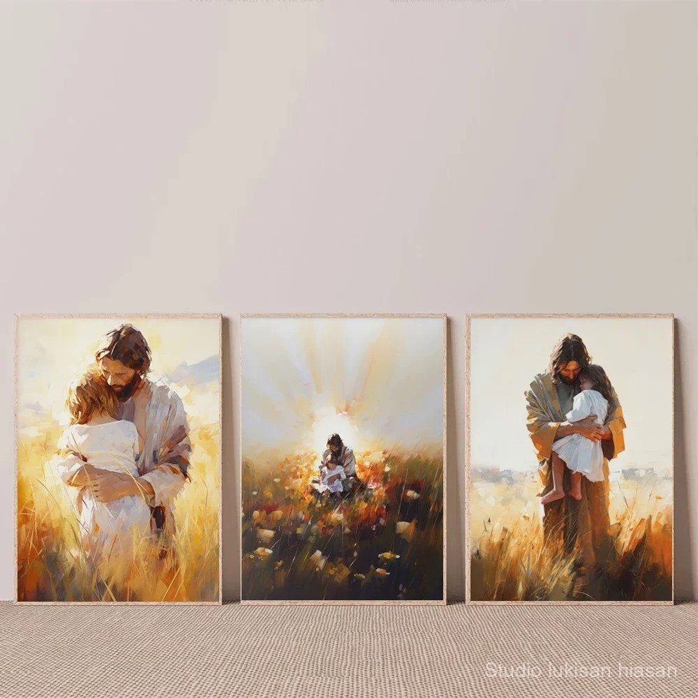 Jesus Christ Walking on Water Holy Embrace Good Shepherd Religious ...