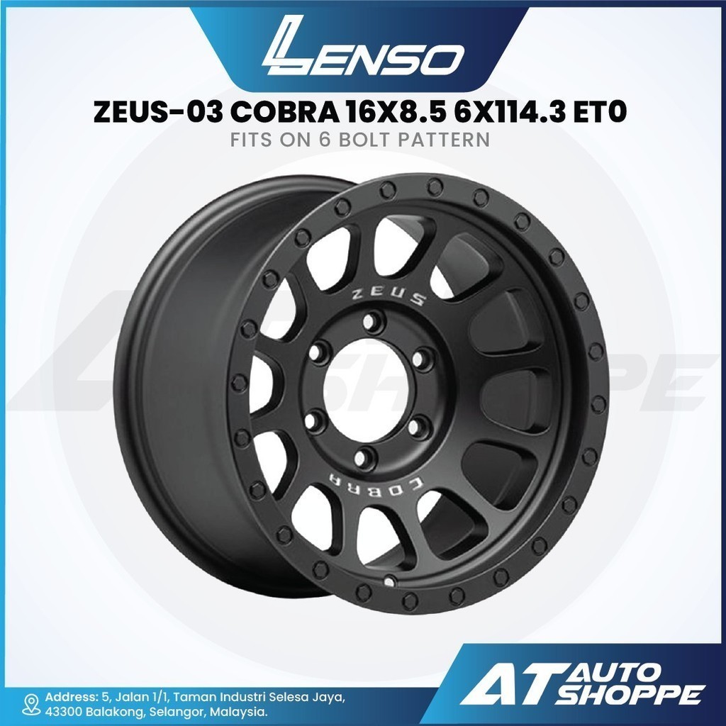 Lenso ZEUS-03 Cobra - Matte Black 16x8.5 ET0 6X114.3 (1 Piece) | Shopee ...