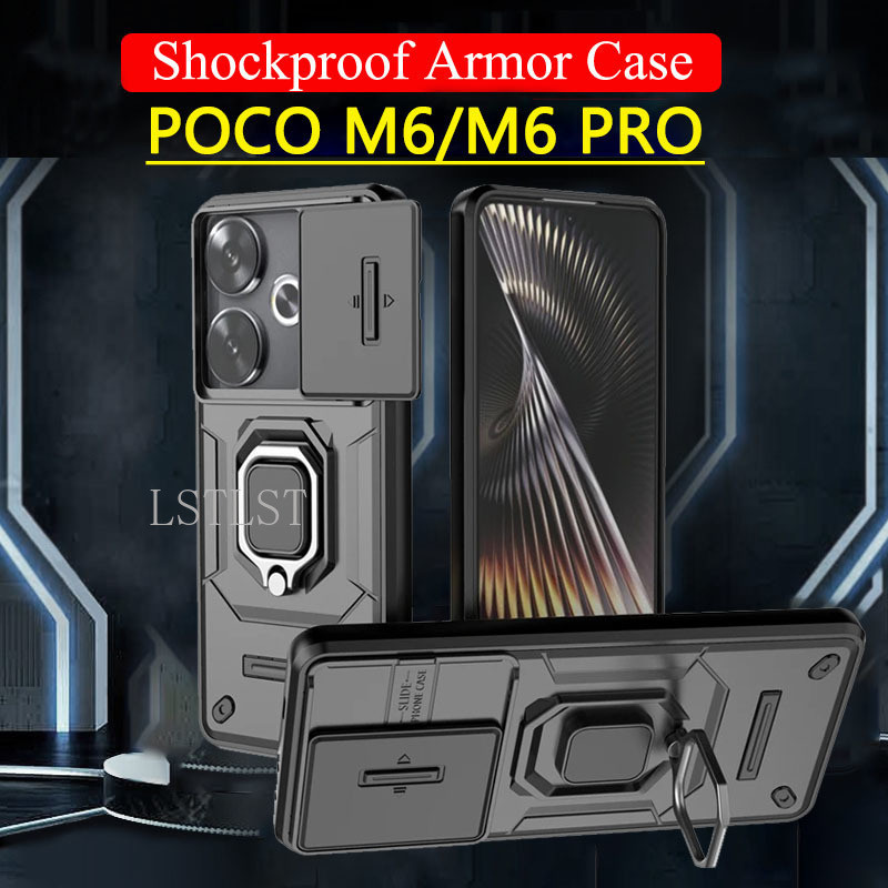 Shockproof Armor Case For Xiaomi POCO M6 4G 2024 Slide Camera Lens ...