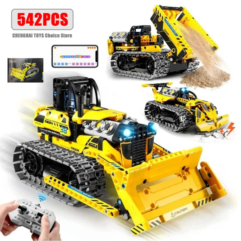 542pcs 3 in 1 Technic Remote Control Programming Truck/Bulldozer ...