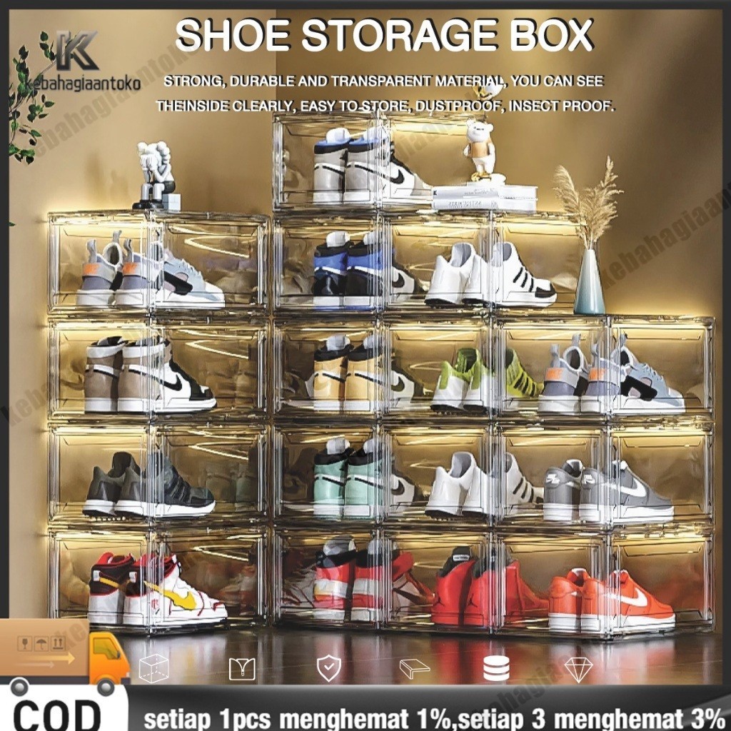 Magnetic Shoe Box Transparent Plastic Large Size Shoe Storage Shoe Rack ...