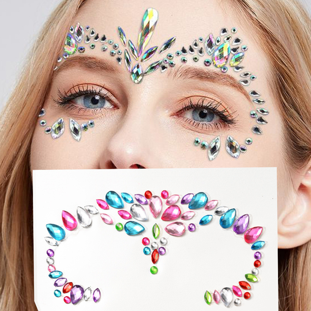Shiny Rhinestones Eyebrow Gems Sticker Face Jewels Tattoo 3D Diamond ...