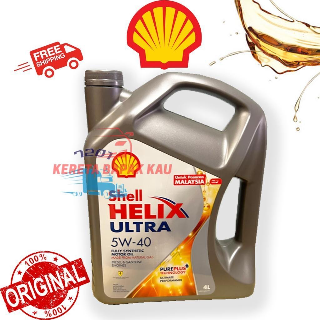 100%ORIGINAL SHELL 5W40 Helix Ultra Fully Synthetic Engine Oil 4L ...