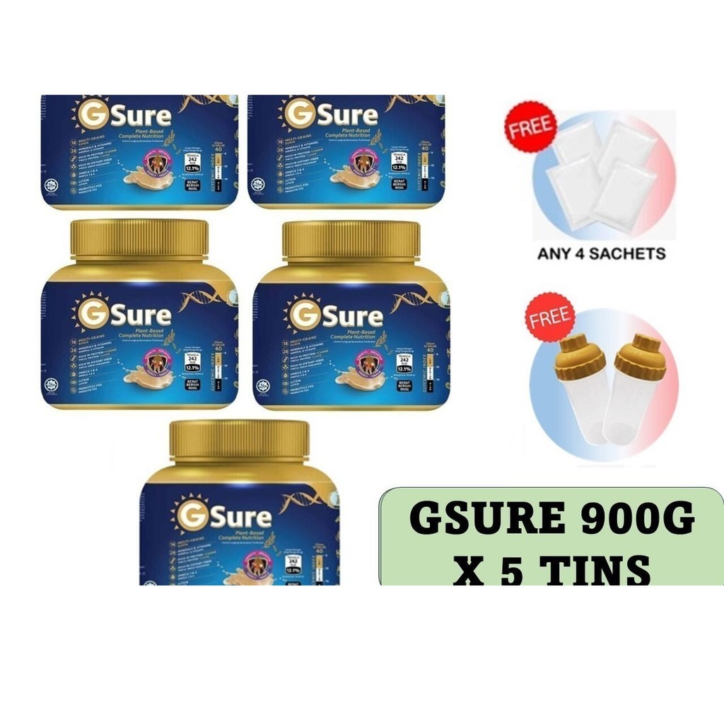 Good Morning Gsure 900g x 5 Tins FOC 4 sachets of Nutritional Drinks ...