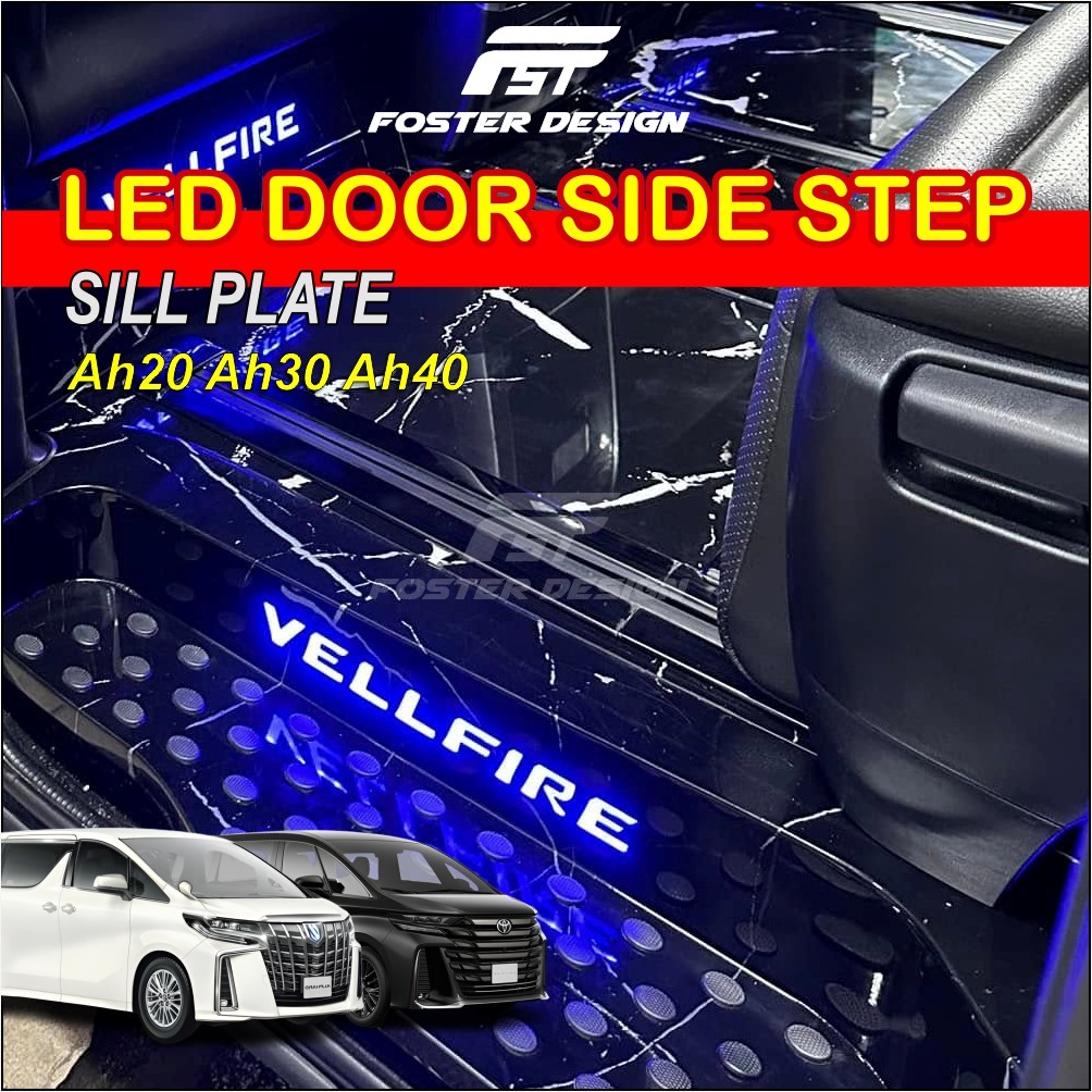 FST Black Chrome Marble Design Toyota Vellfire Alphard Side SILL Plate ...