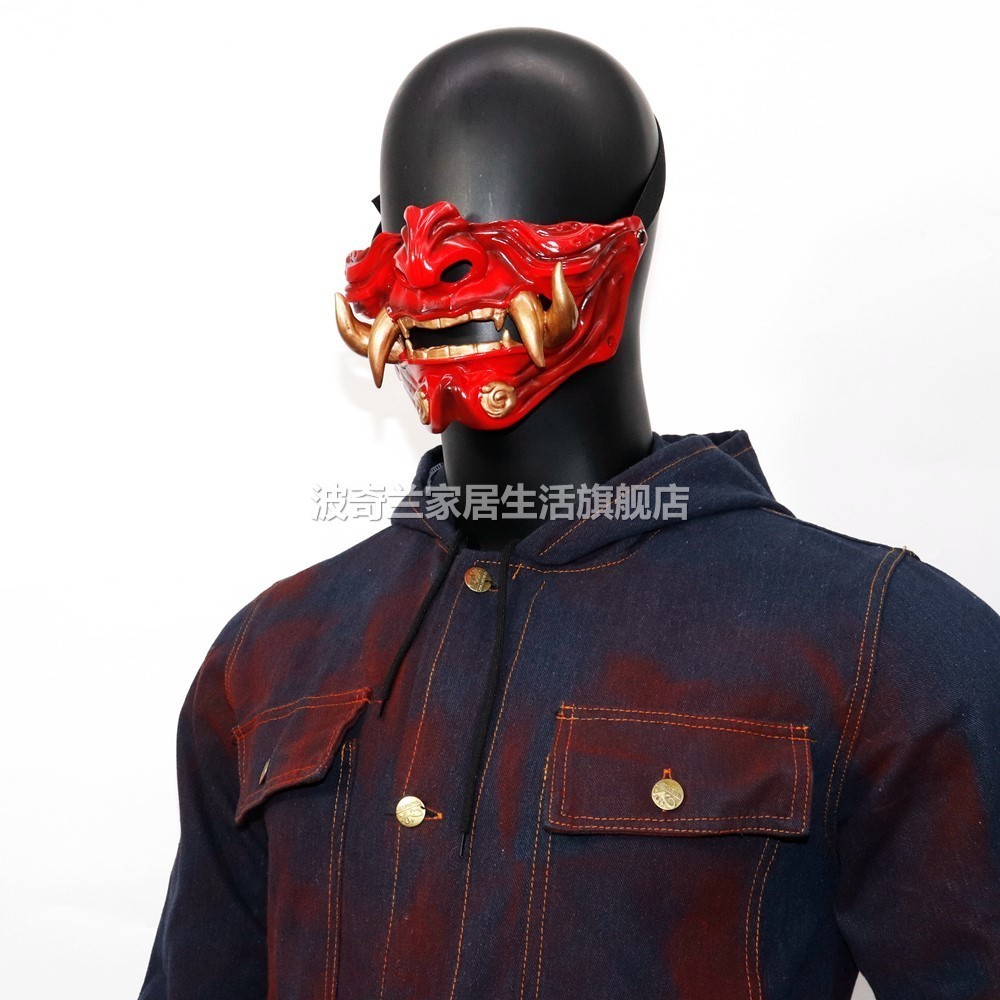 Japanese Style cosplay Prajna Mask Half-Faced Demon Samurai Mechanical ...