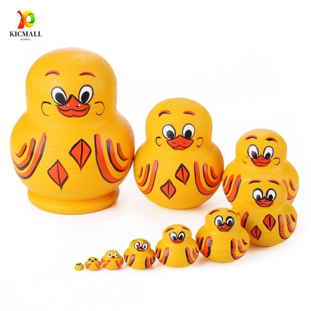 KICMALL Matryoshka Doll Toys, 10 Layer Wooden Nesting Dolls ...