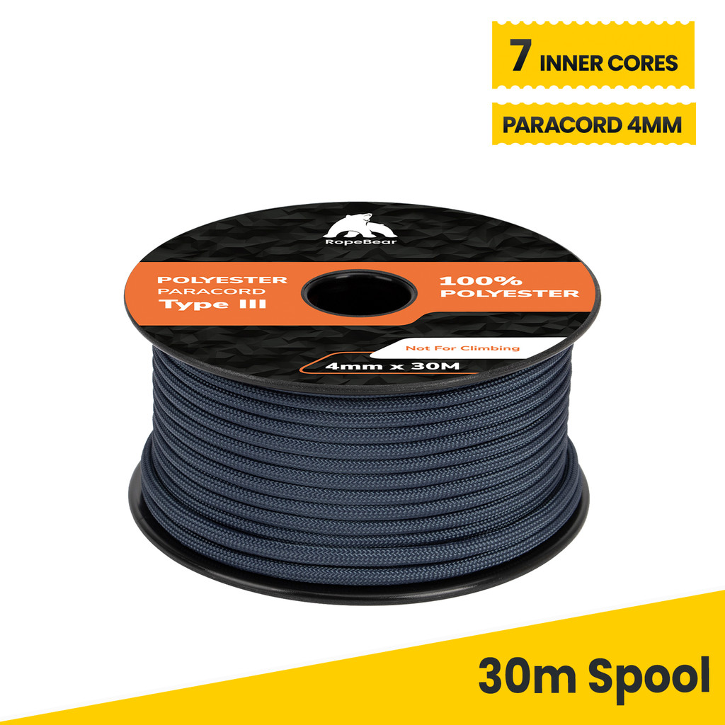 【In Stock】Ployester 550 Paracord 4mm 7 Strand Cores Parachute Rope 30 ...