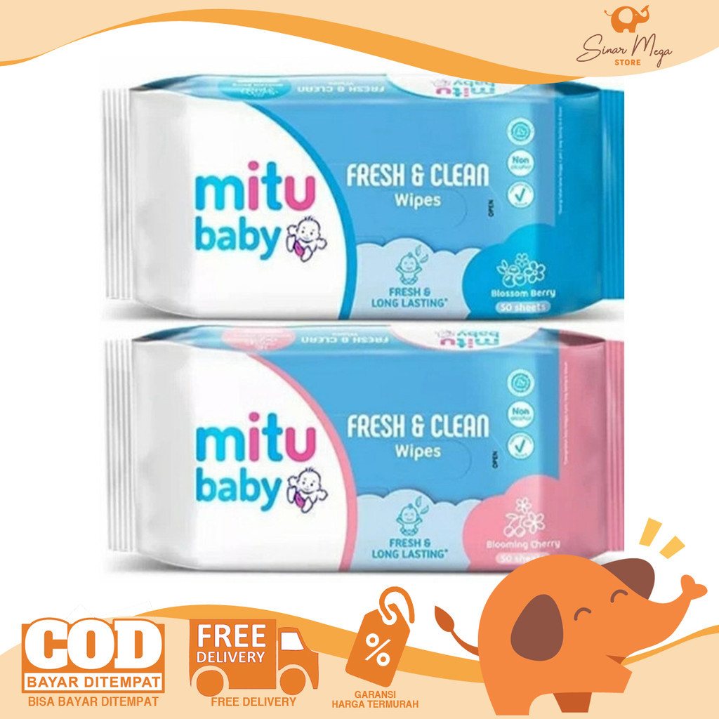Mitu Wipes Fresh & Clean 50 Sheets Buy 1 Get 1 Free - Baby Wet Wipes ...
