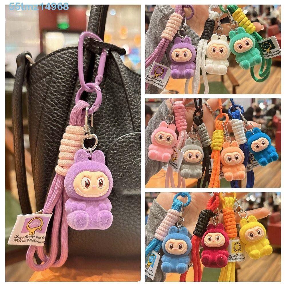 TMZ1 Sit Down Labubu Pendant, Pop Mart Lanyard Hanging Rope Flocking ...