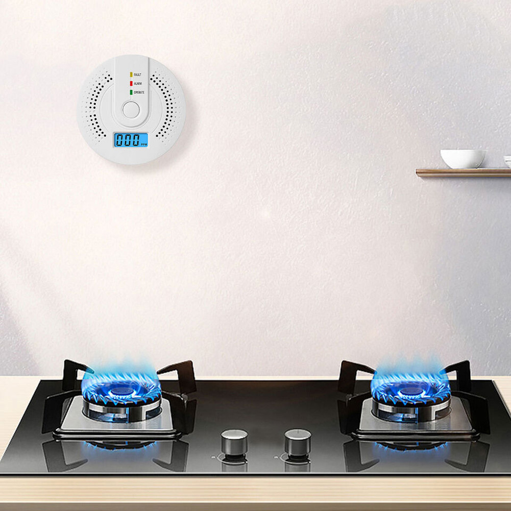 Digital CO Gas Monitor Alarm Detector Sound Warning Battery Powered ...