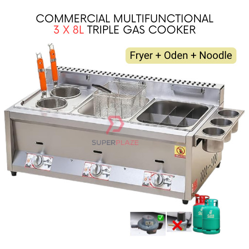 Fryer Oden Noodle 3 x 8L Triple Gas Commercial Multifunctional ...