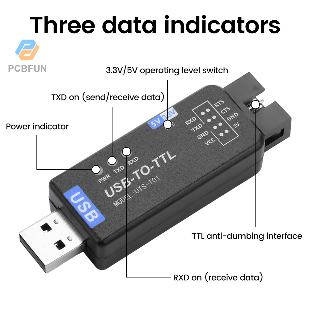 Pcbfun USB to TTL serial port converter debugging download module chip CH343G | Shopee Malaysia
