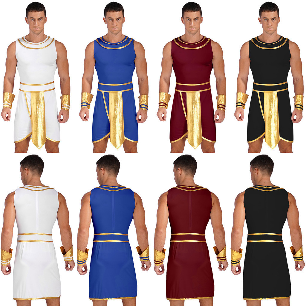 Yeahdor Egyptian Costume Men Pharaoh Ancient Robes Egypt Fancy Dress ...