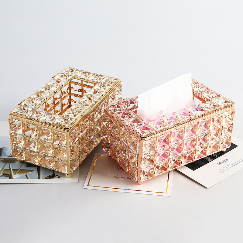 Crystal Tissue Box Fashion Creative Golden Tissue Box Living Room ...