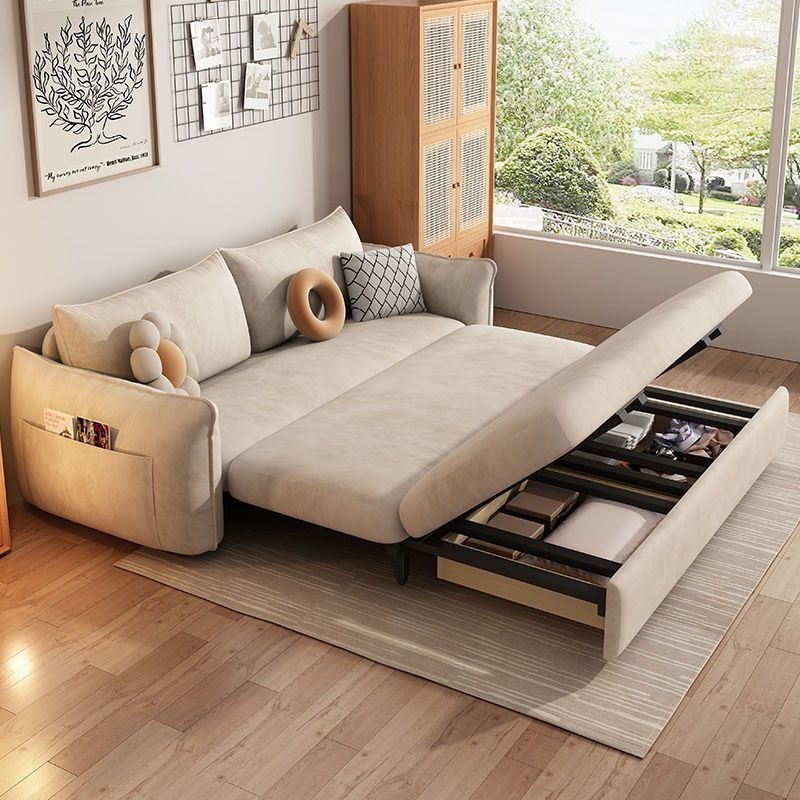 Nordic Technology cloth Sofa Bed Dual-Use Foldable Simple Living Room ...