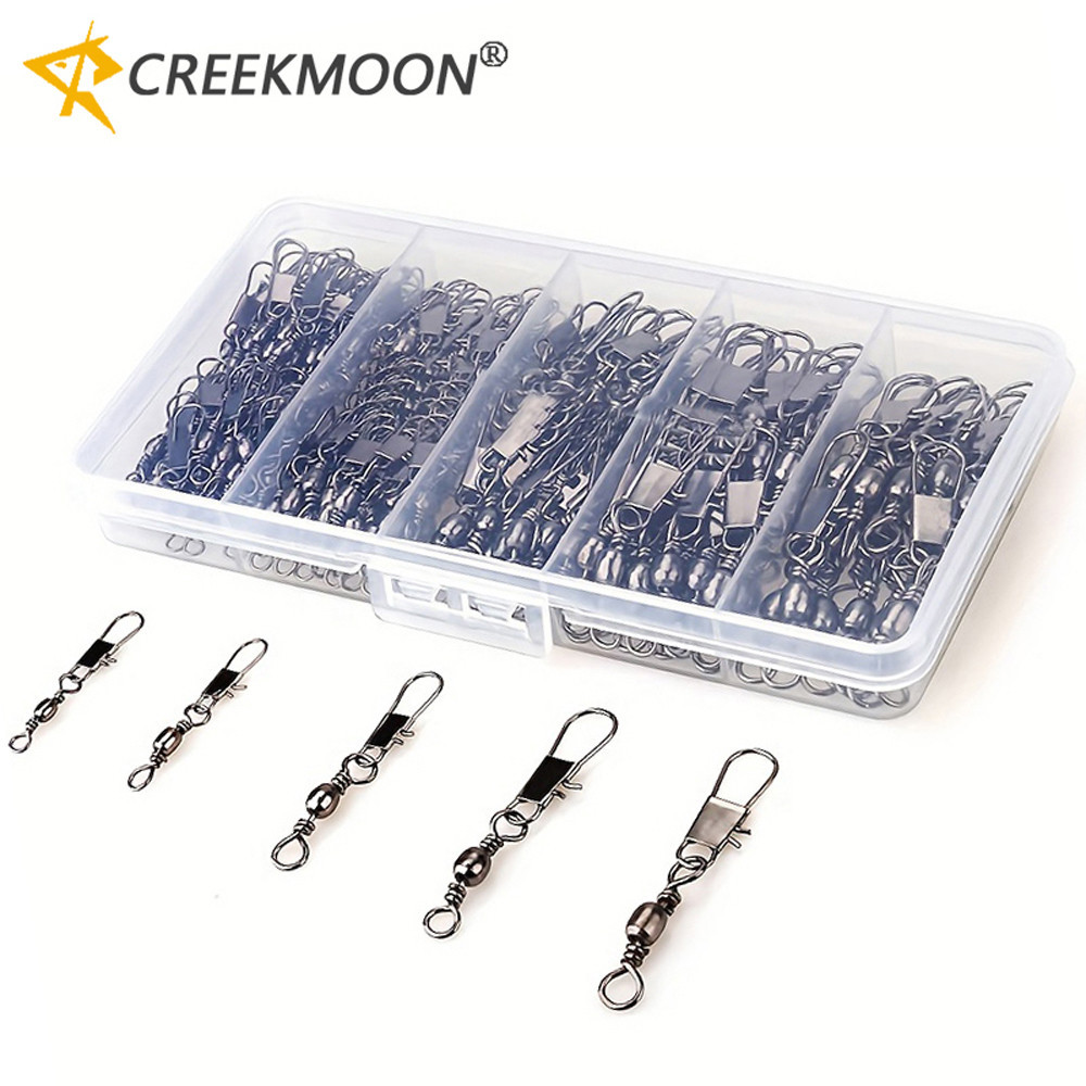 Creekmoon 100Pcs/Lot 4#6#8#10#12# Swivels Mix Fishing Connector Snap ...