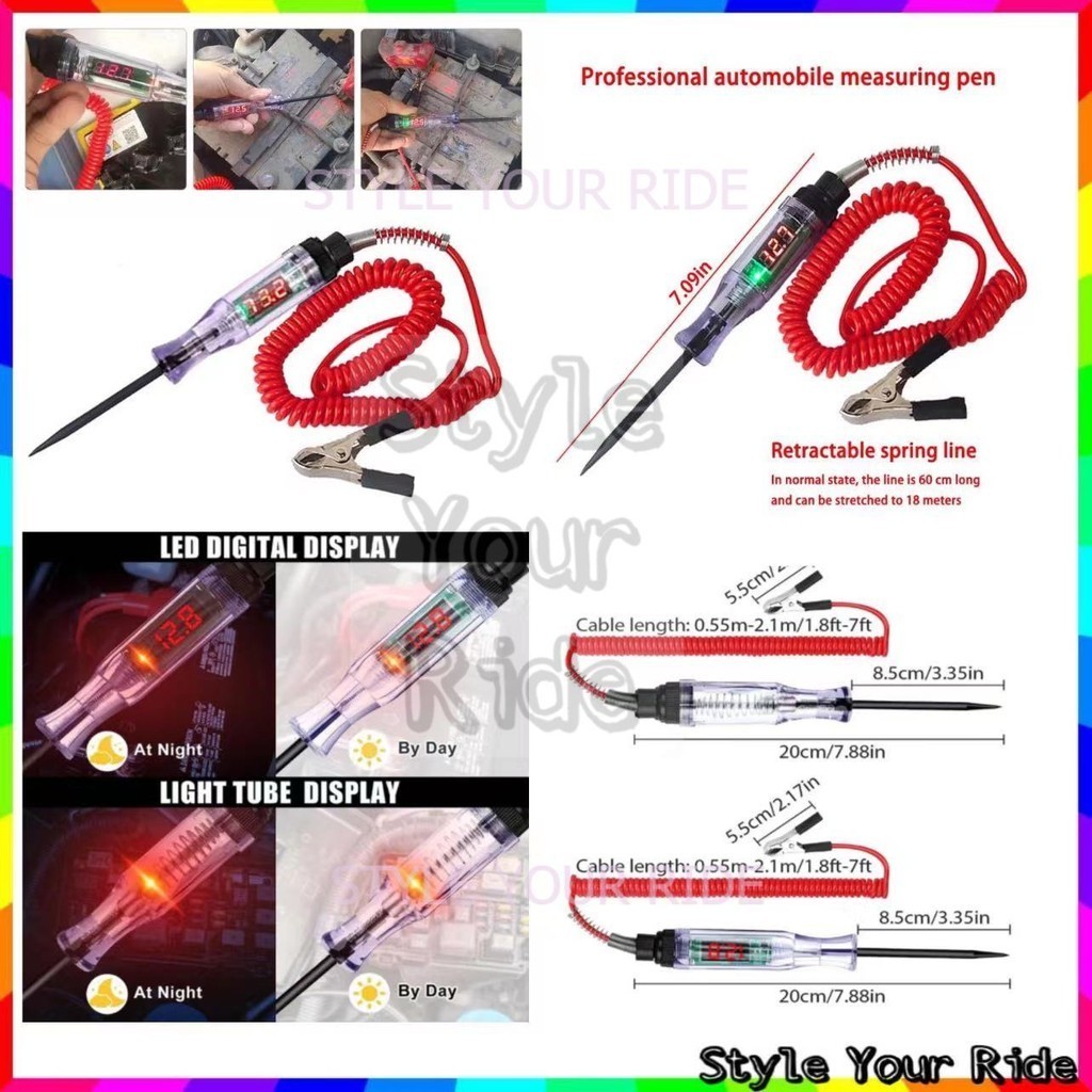 New 6V/12V/24V DC Car Truck Voltage Circuit Tester Digital Display Long ...