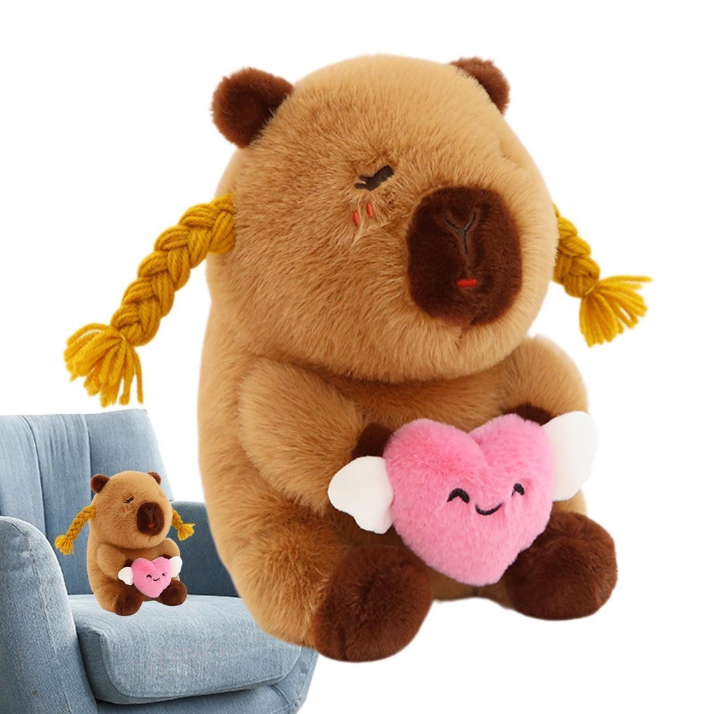 Stuffed Capybara Soft Animal Hug Heart Doll Huggable Capybara Stuffed ...