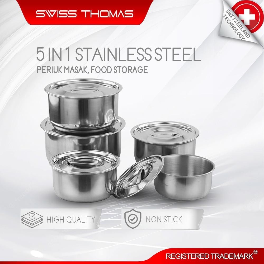 Swiss Thomas Family cook 5 In 1 Stainless Steel pot Food Stock With Lid ...