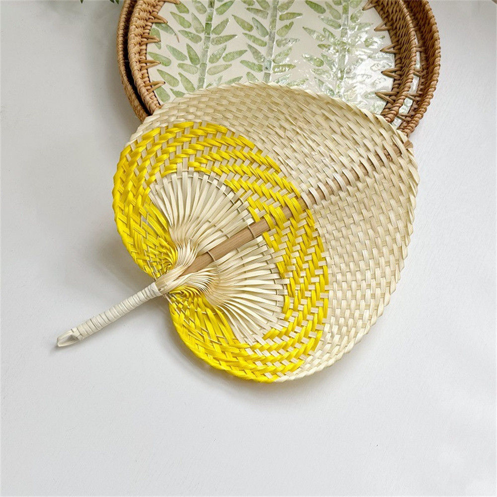Handmade Bamboo Woven Cattail Leaf Fan Craft Summer Cooling Fan Bamboo ...