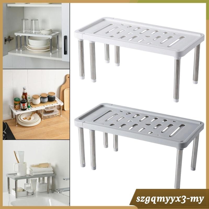 [ Expandable Cabinet Organizer Shelf, Retractable Storage Rack Stable ...