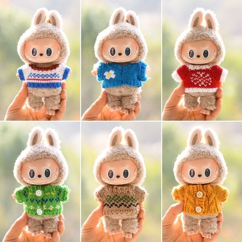 17cm labubu Vinyl Clothes labubu Baby Clothes 15cm Cardigan Sweater ...