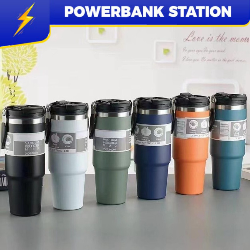 PSB_ Tumbler With Handle 900ml 304 Stainless Steel Insulated Thermos Flask Water Bottle Botol ...