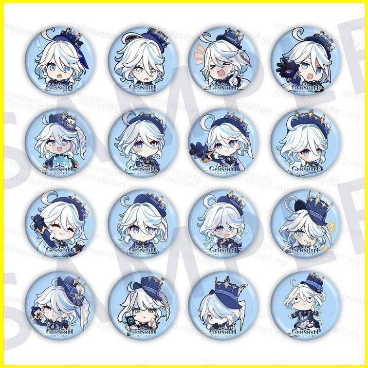 Genshin Impact Furina Badge Anime Pins Cartoon Focalors Fontaine Round ...