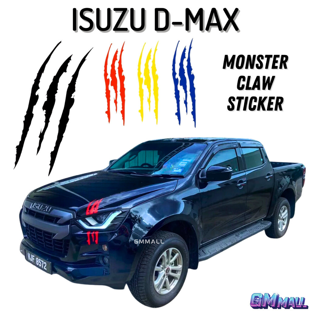 ISUZU DMAX LAMA Monster Claw Scratch Mark Decal sticker Bumper lamp ...