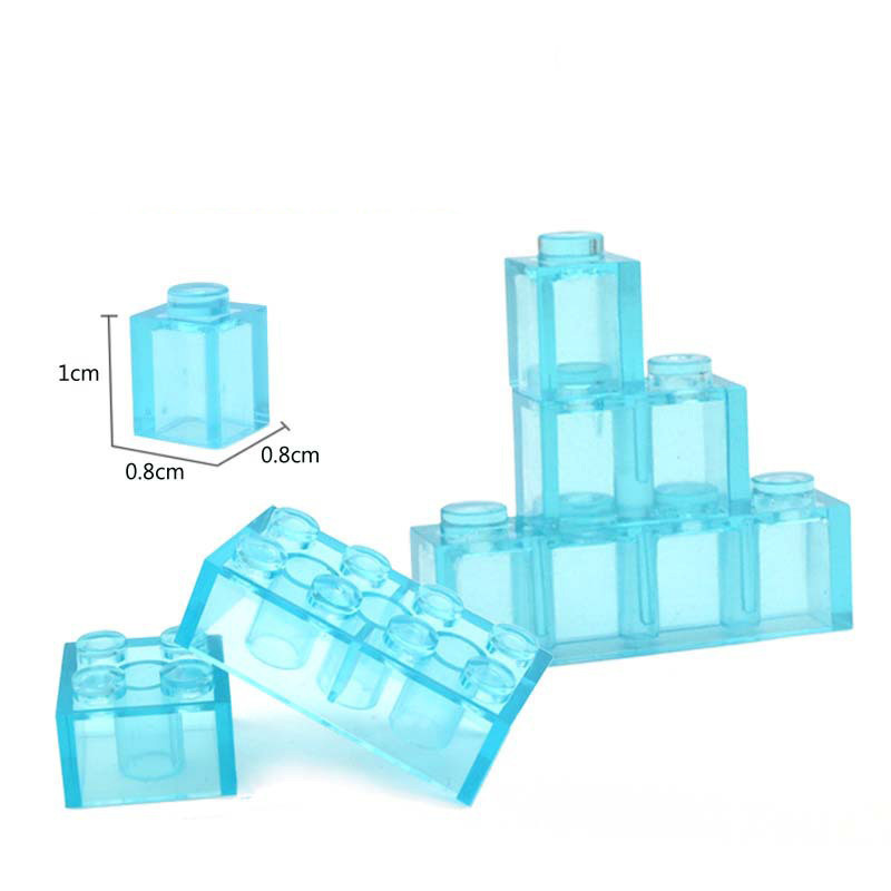 DIY Classic Building Blocks Parts Transparent Blue Clear Figures Bricks ...