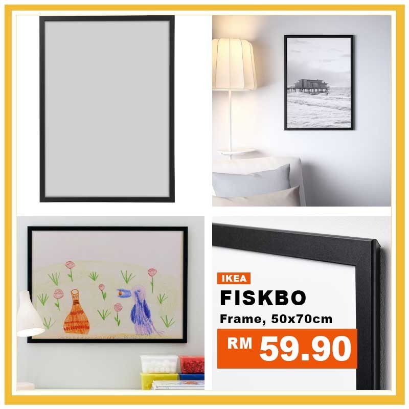 IKEA FISKBO Photo Frame Bingkai Gambar 50x70 Size Besar Hitam Putih Black White Ruang Tamu Deko ...