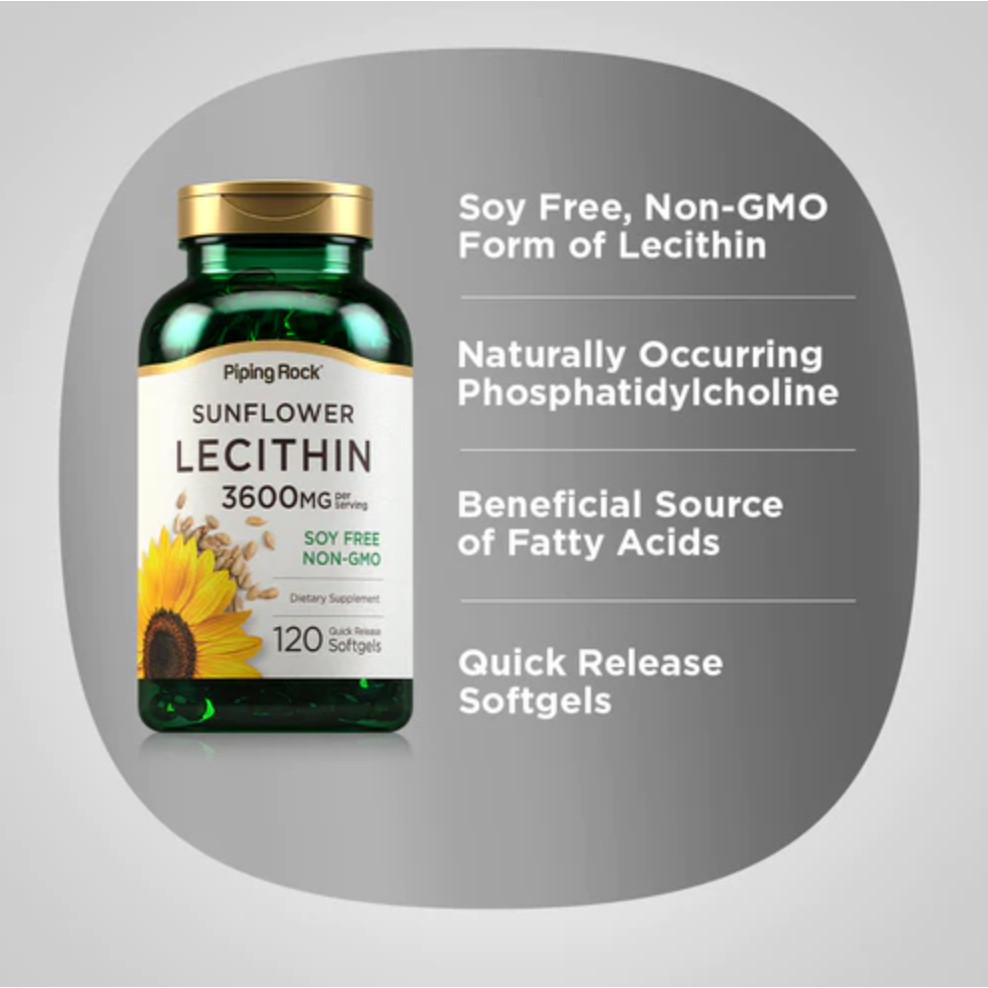 SunFlower Lecithin 3600mg, 120 Softgels, Brain, Nervous Health (USA ...
