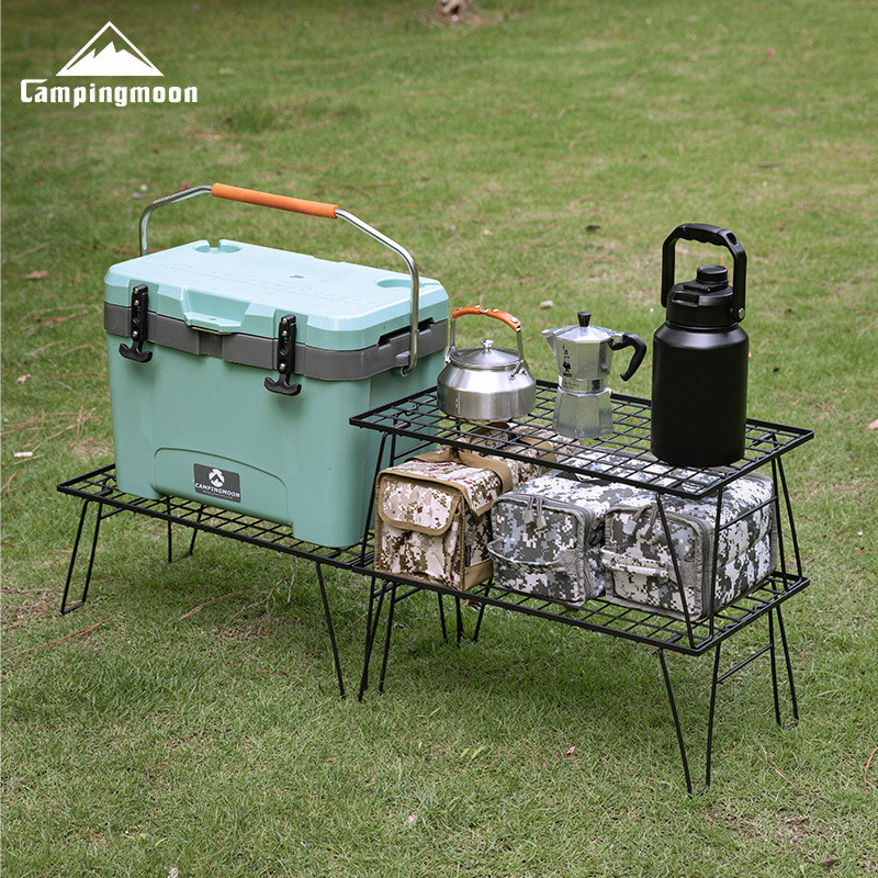 Campingmoon T-235 Meja Penyimpanan Seni Besi Perjalanan Perkhemahan Luaran Meja Lipat Mudah Alih ...