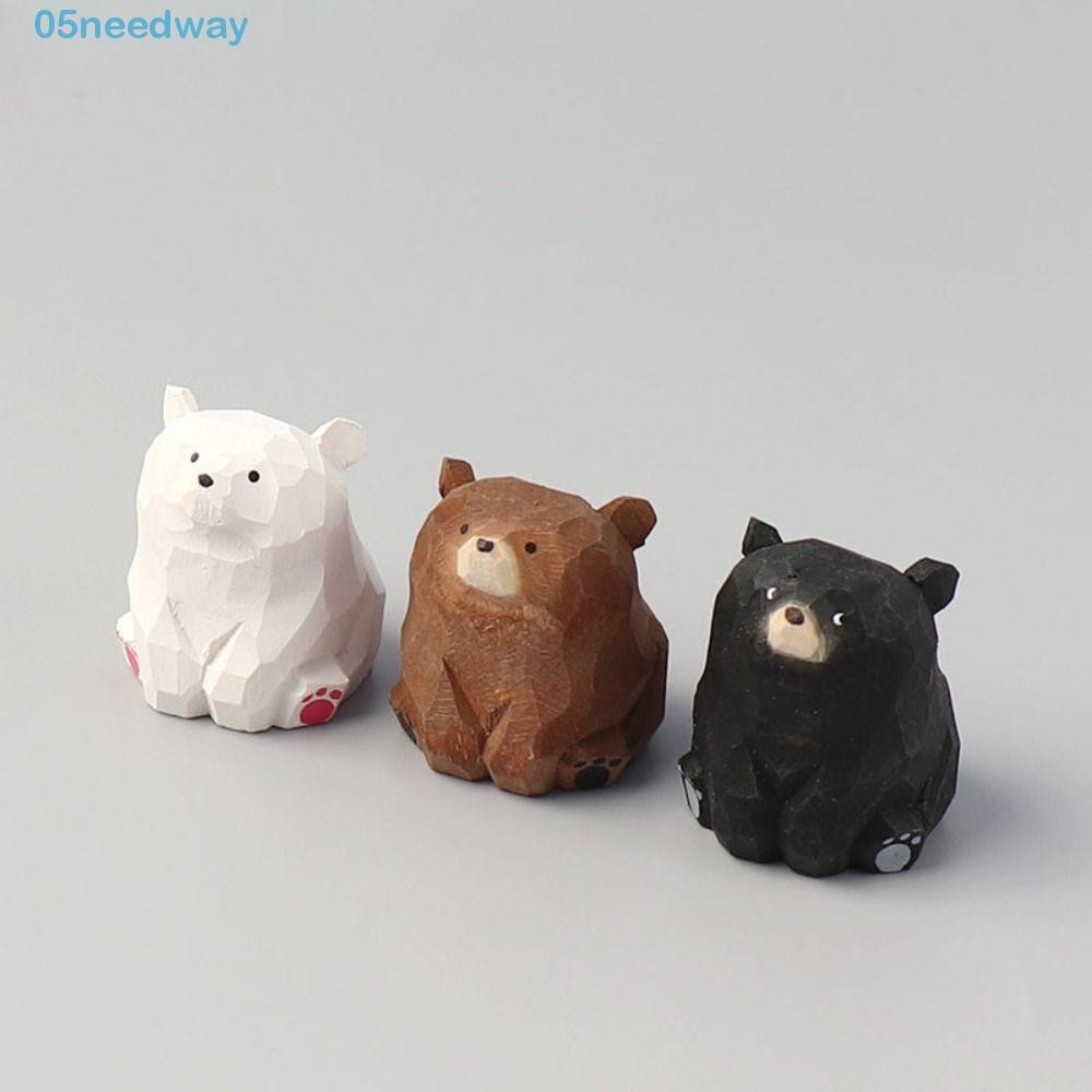 NEEDWAY Wooden Bear Figurines, Hand Carved Solid Wood Polar Bear ...