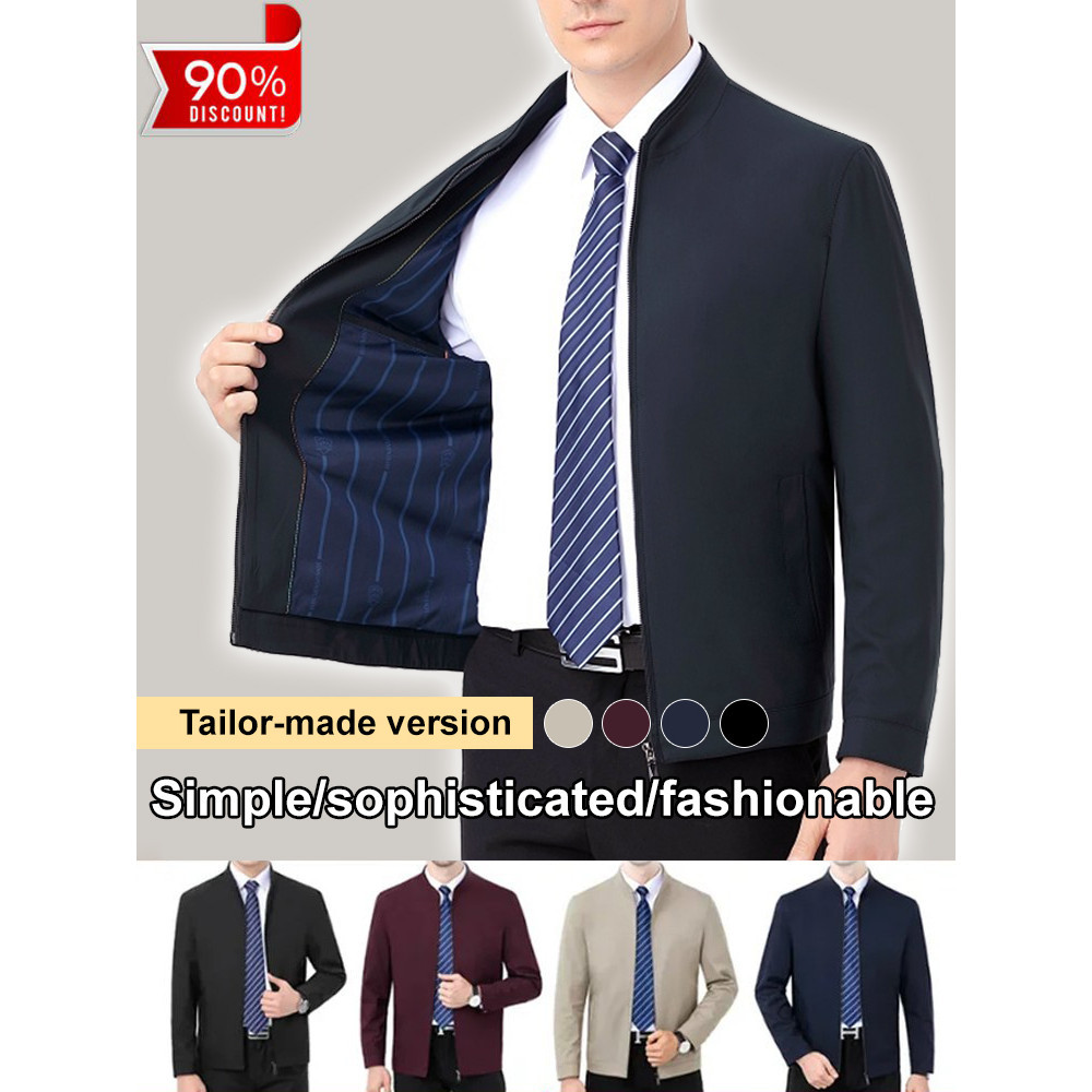 Hot/】Men's Executive Jacket With Lapel/立翻领行政夹克男士Jacket for Men Korean ...