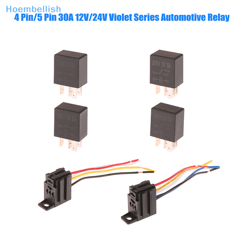Hoe> 4 Pin/5 Pin 30A 12V/24V Automotive Violet Relay Socket With Wire ...