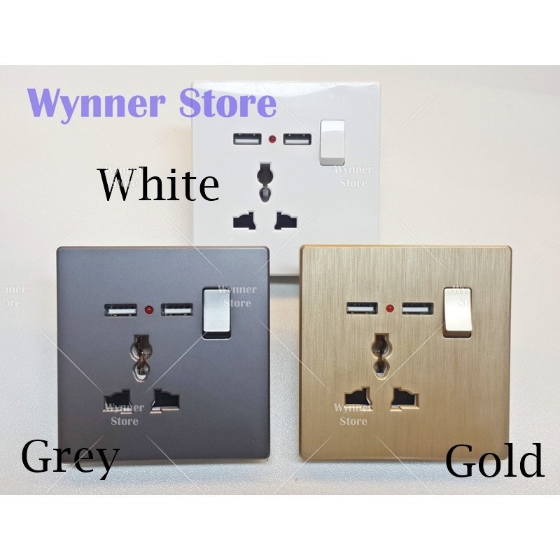 Designer [13AMP Switch Socket] Outlet Universal Type With USB Port ...