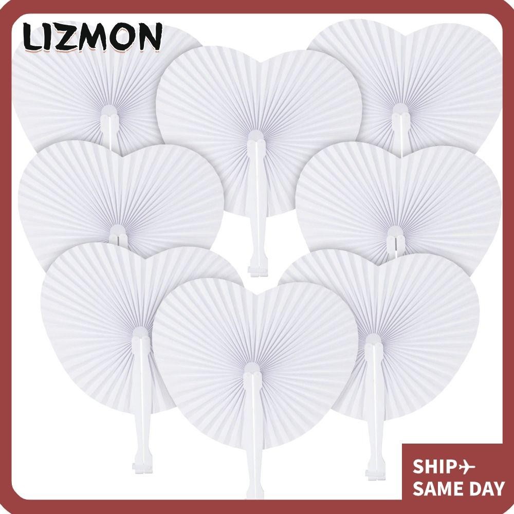 LIZMON Folding Fan, Round Heart Shaped Blank Fan, Hand Crafts White ...