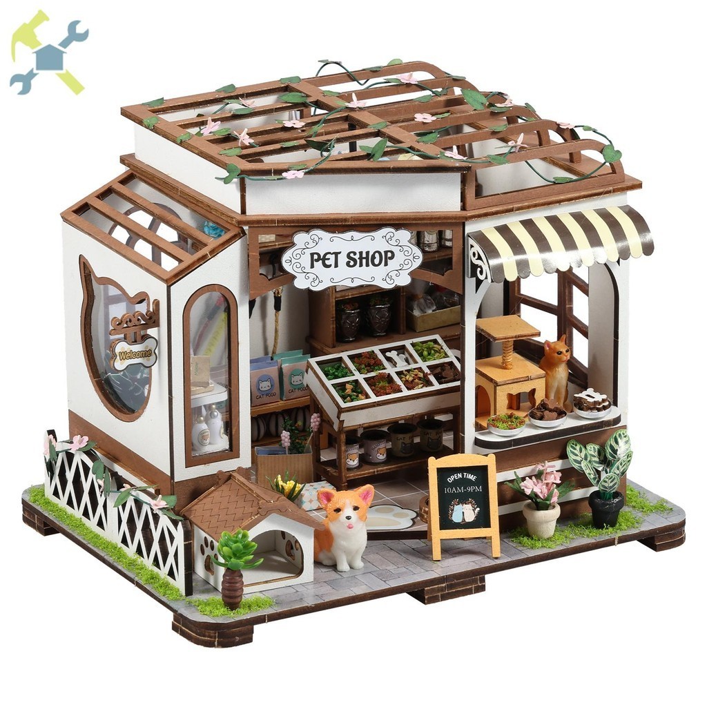 DIY Miniature Dollhouse Kit Wooden Miniature House Kit with Sensor ...