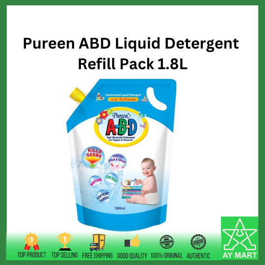 Pureen ABD Liquid Detergent Refill (1800ML) Kills Germs & Removes Foul ...