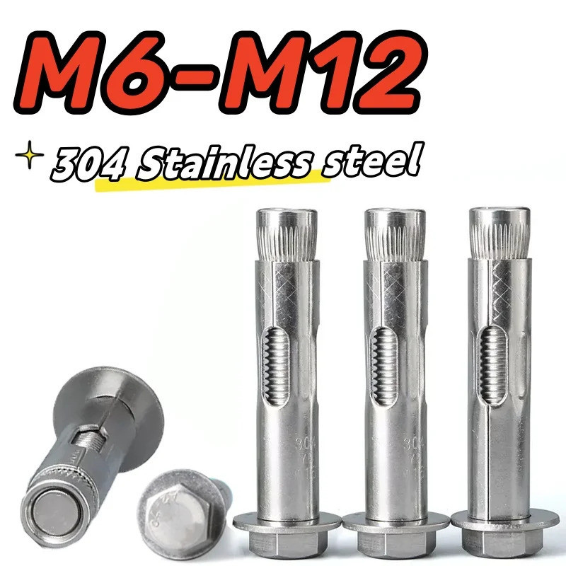1-5pcs M6 M8 M10 M12 304 Stainless Steel Hex Expansion Sleeve Anchors ...